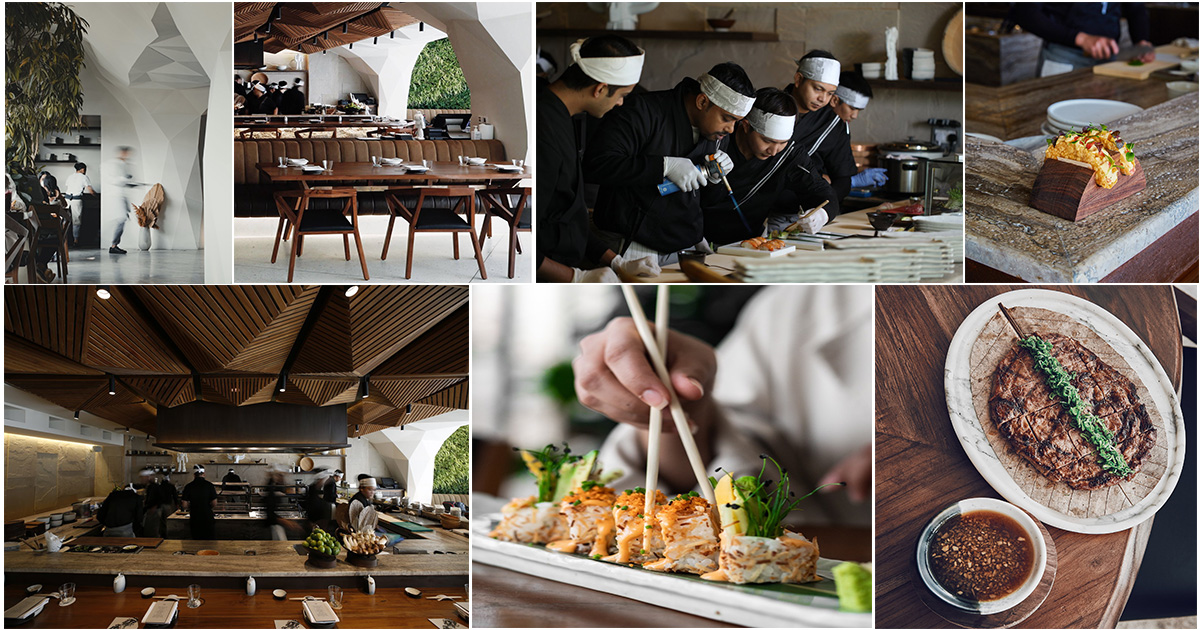 White Robata Kuwait Japanese restaurant with an open kitchen